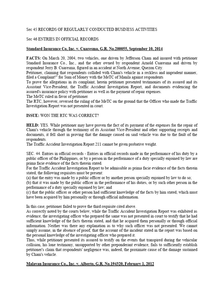 Admissibility of Traffic Reports in Court | PDF | Negligence | Witness