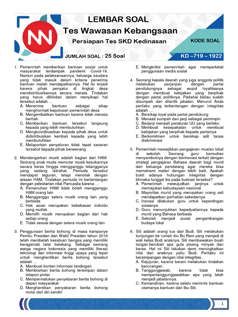 Proset PM TWK Kedinasan Paket 1 | PDF