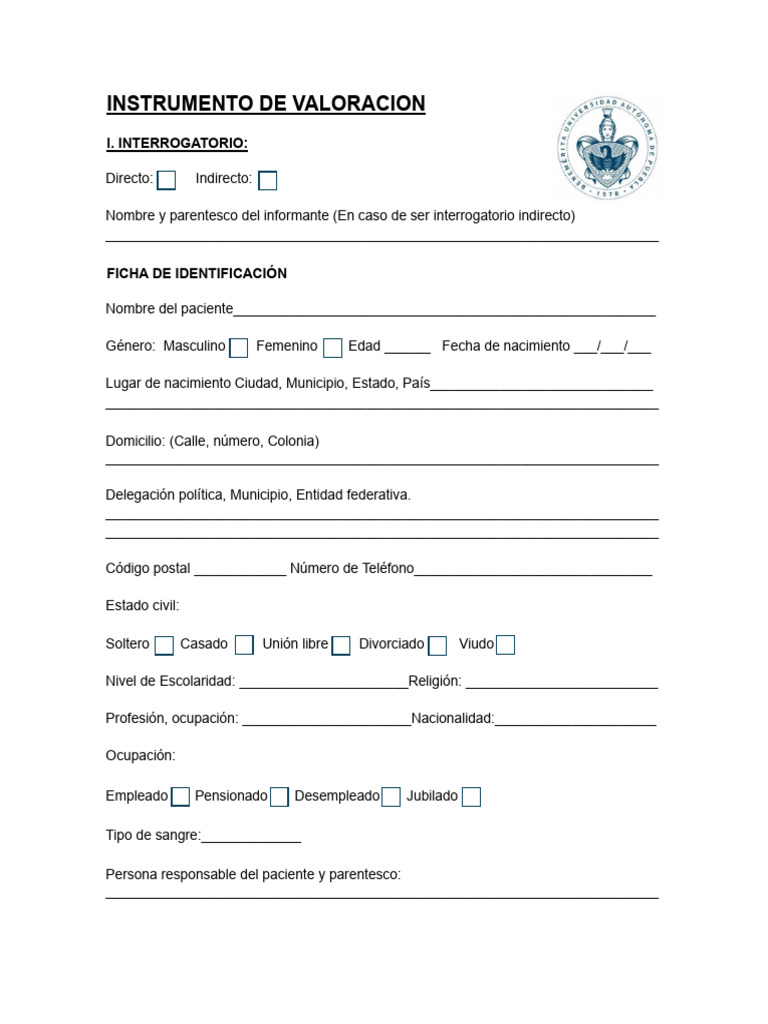 Instrumento de Valoracion | PDF | Enfermedades y trastornos | Medicina CLINICA
