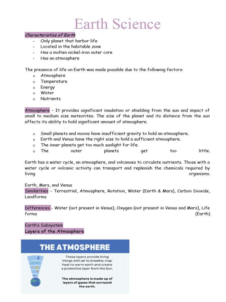 Earth Science | PDF | Atmosphere | Rock (Geology)