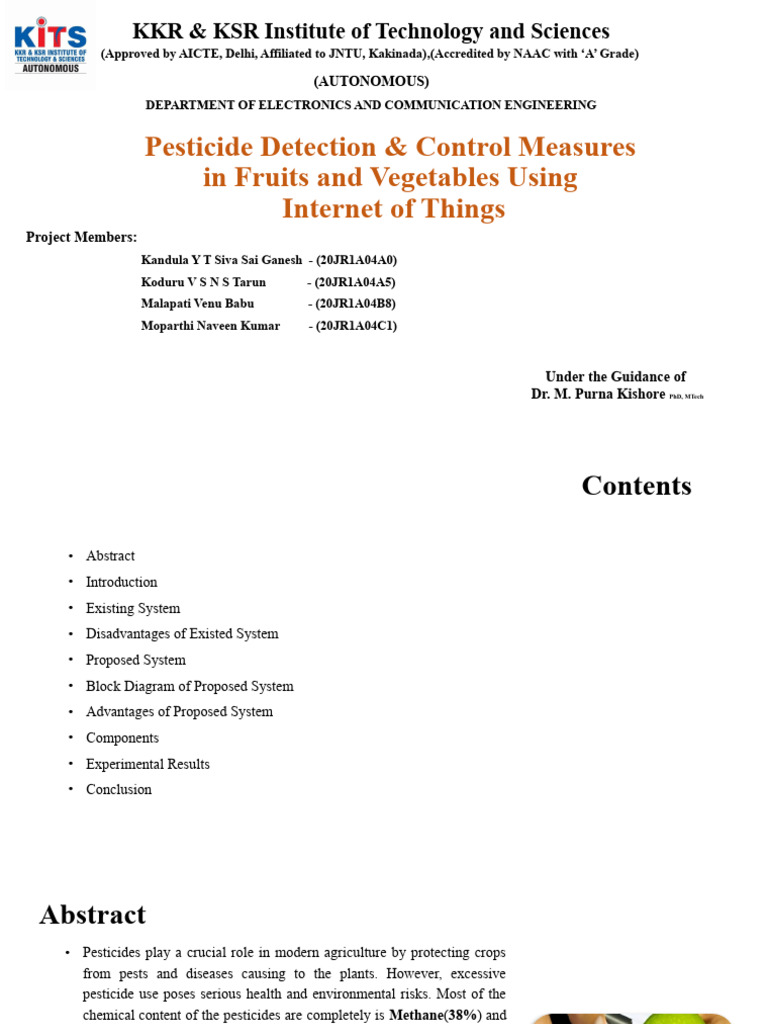 Pesticide Detection In Fruits And Vegetables Using Internet Of Things