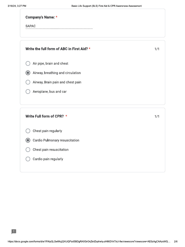 First Aid and CPR Questions | PDF