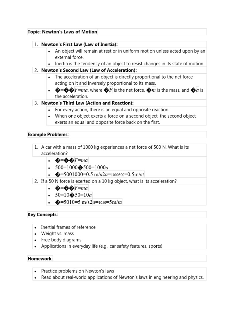 Laws of Motion Notes | PDF