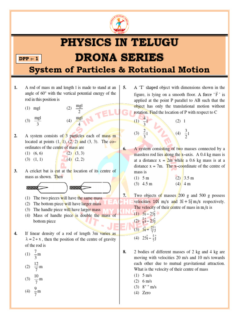 DPP-01 System of Particles and Rotational Motion | PDF | Metrology | Quantity