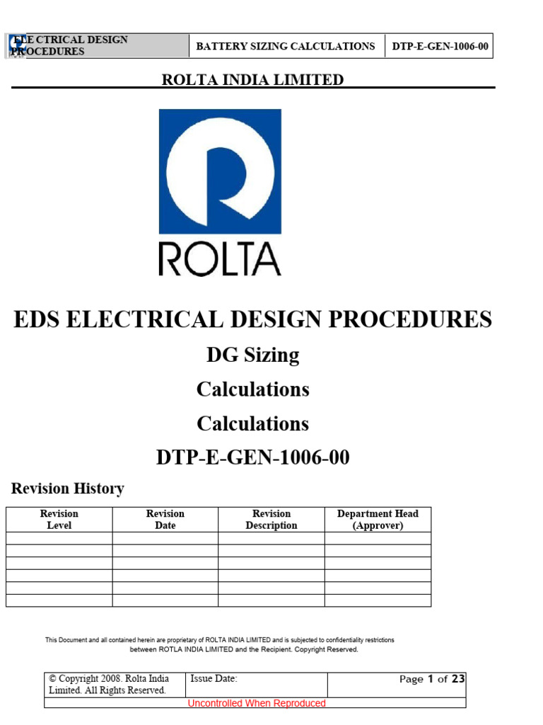 DG Sizing of Generator | Download Free PDF | Electric Motor | Electric ...