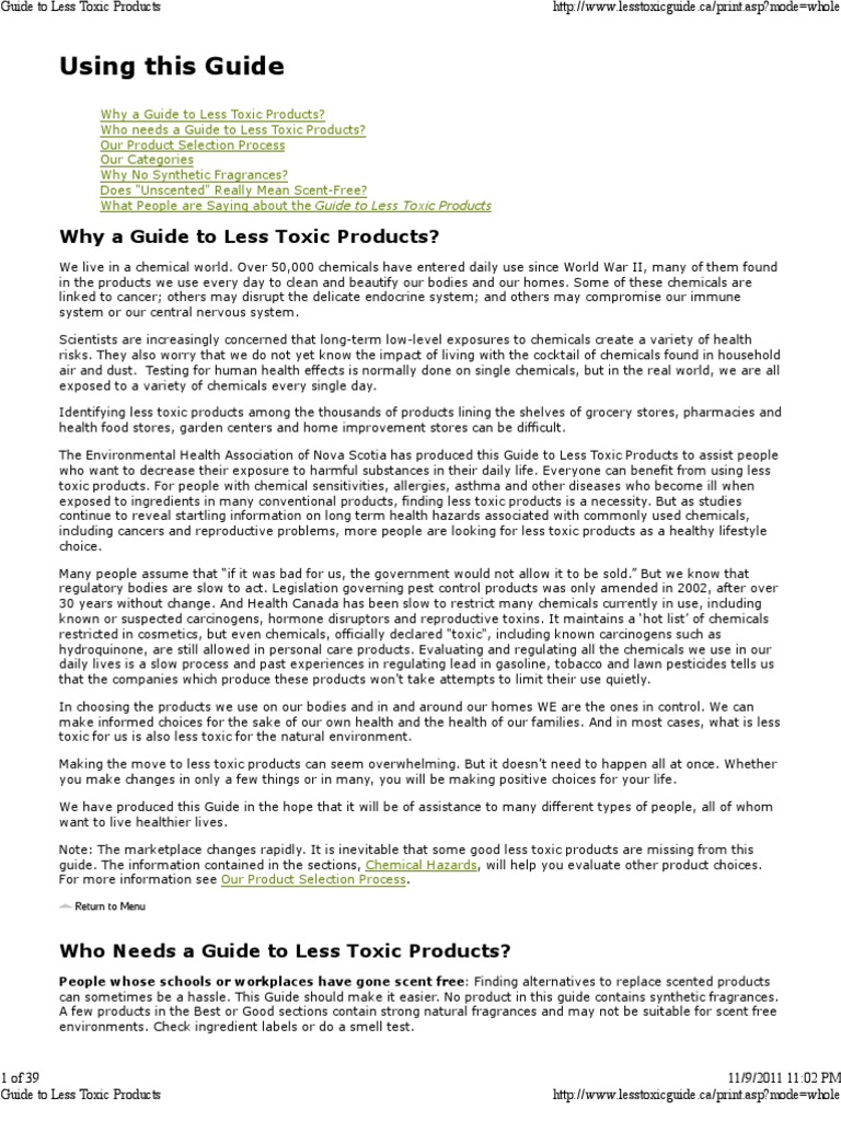 Guide To Less Toxic Products | PDF | Perfume | Odor