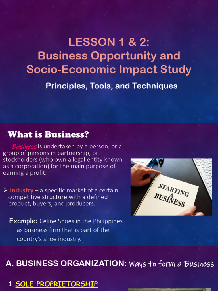 Ae q2 Lesson 1 and 2 Business Opportunity and Socio Economic Impact ...