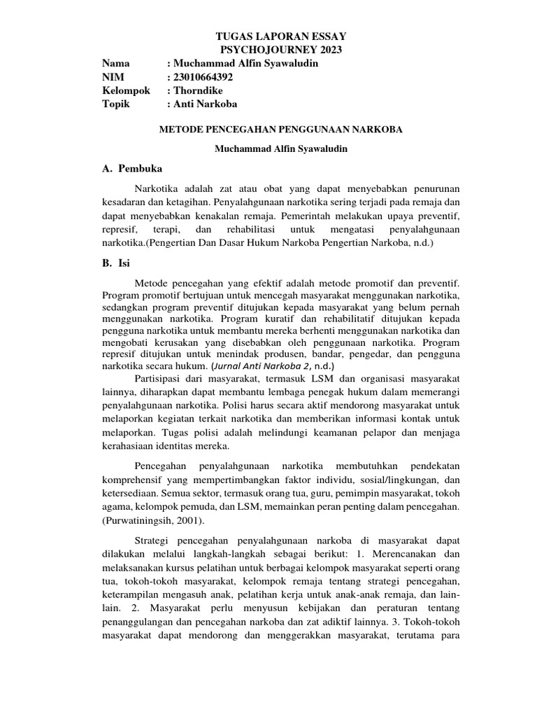 Strategi Cegah Penyalahgunaan Narkoba | PDF | Gaya Hidup