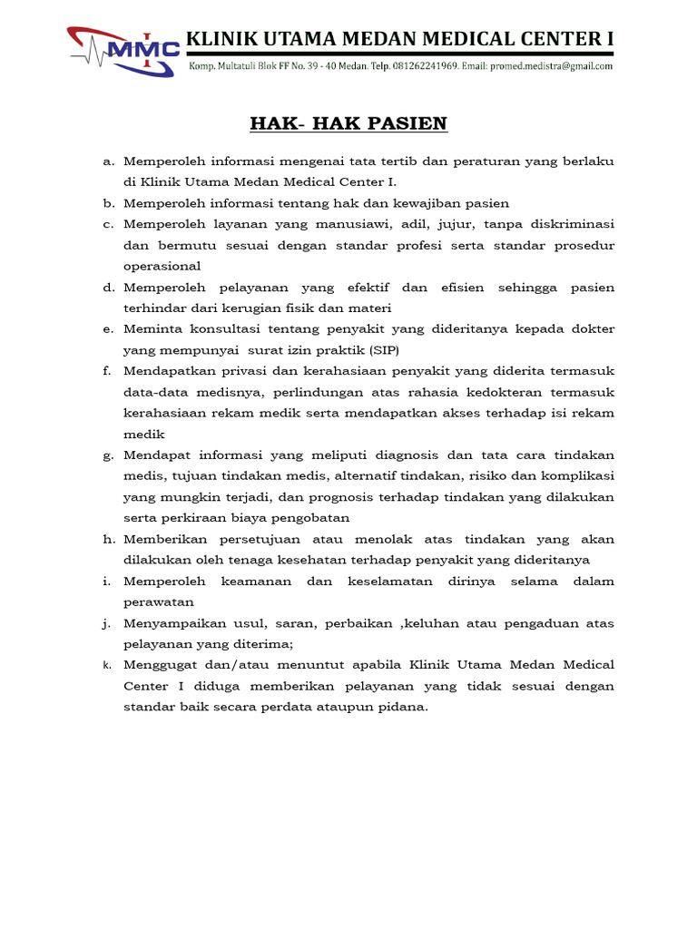 Hak Dan Kewajiban Pasien | PDF