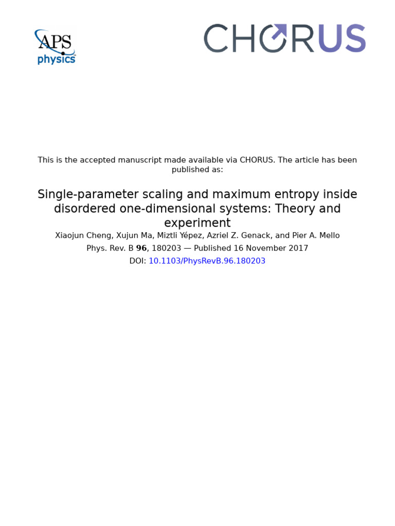 Single Parameter Scaling and Maximum Ent | PDF | Waves | Waveguide