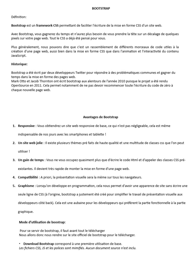 Cours | PDF | Bootstrap (Front End Framework) | Internet