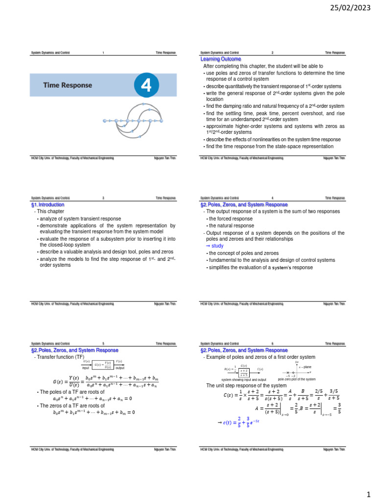 Ch.04 Time Response | PDF | Damping | Applied Mathematics
