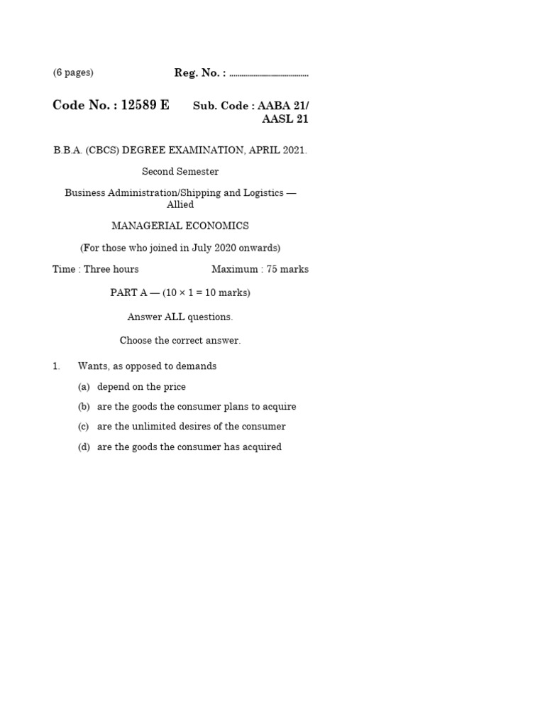 Managerial Economic | PDF | Exchange Rate | Demand