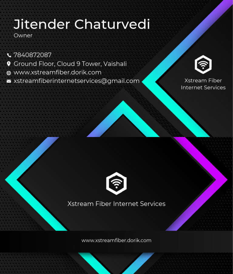 Xstream Fiber Internet Services Vaishali Business Card | PDF