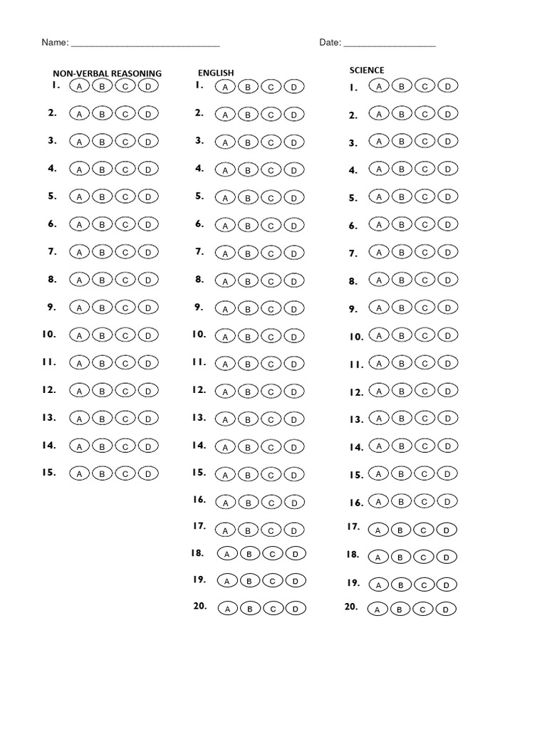 Bubble Answer Sheet PDF | PDF