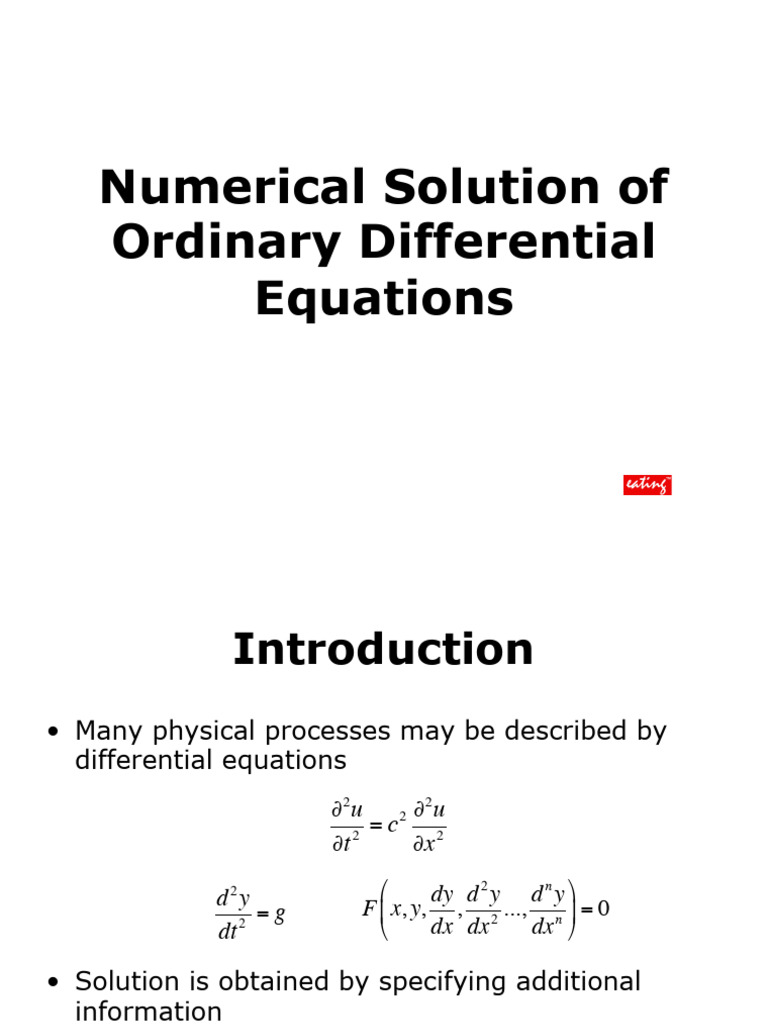 Numerical Solution Of Ordinary Differential Equations Pdf Differential Equations Numerical