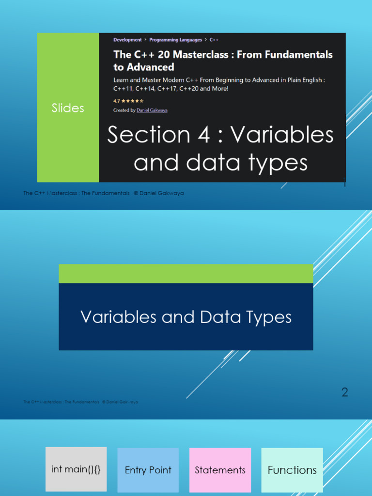 4.VariablesAndDataTypes-Slides | PDF | Integer (Computer Science) | C++