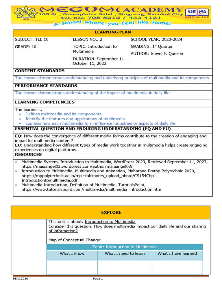 02 1stQ TLE10 Lesson 2 Introduction To Multimedia | PDF | Multimedia | Graphics