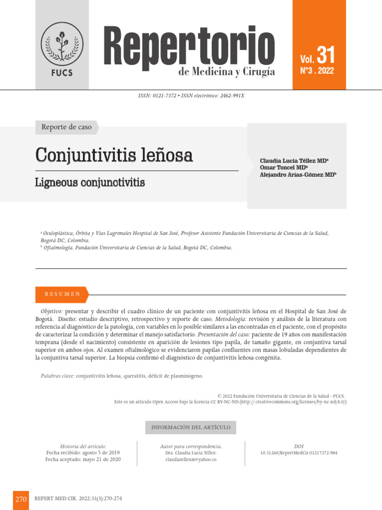 12.+Conjuntivitis+leñosa_093541 | PDF | Ojo | Córnea