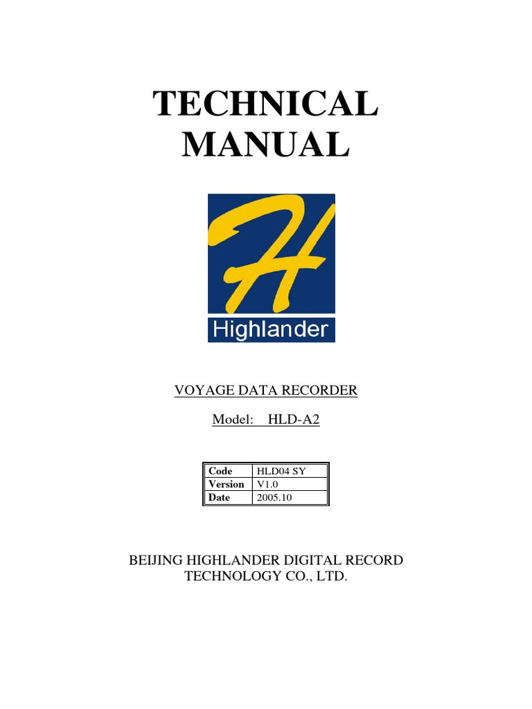 Highlander HLD-A2 VDR Technical Manual | PDF | Computer Network ...