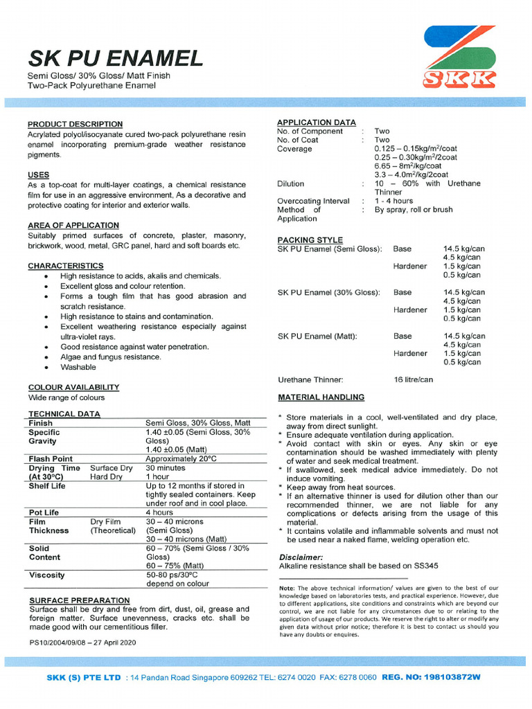 PU Enamel TDS | PDF