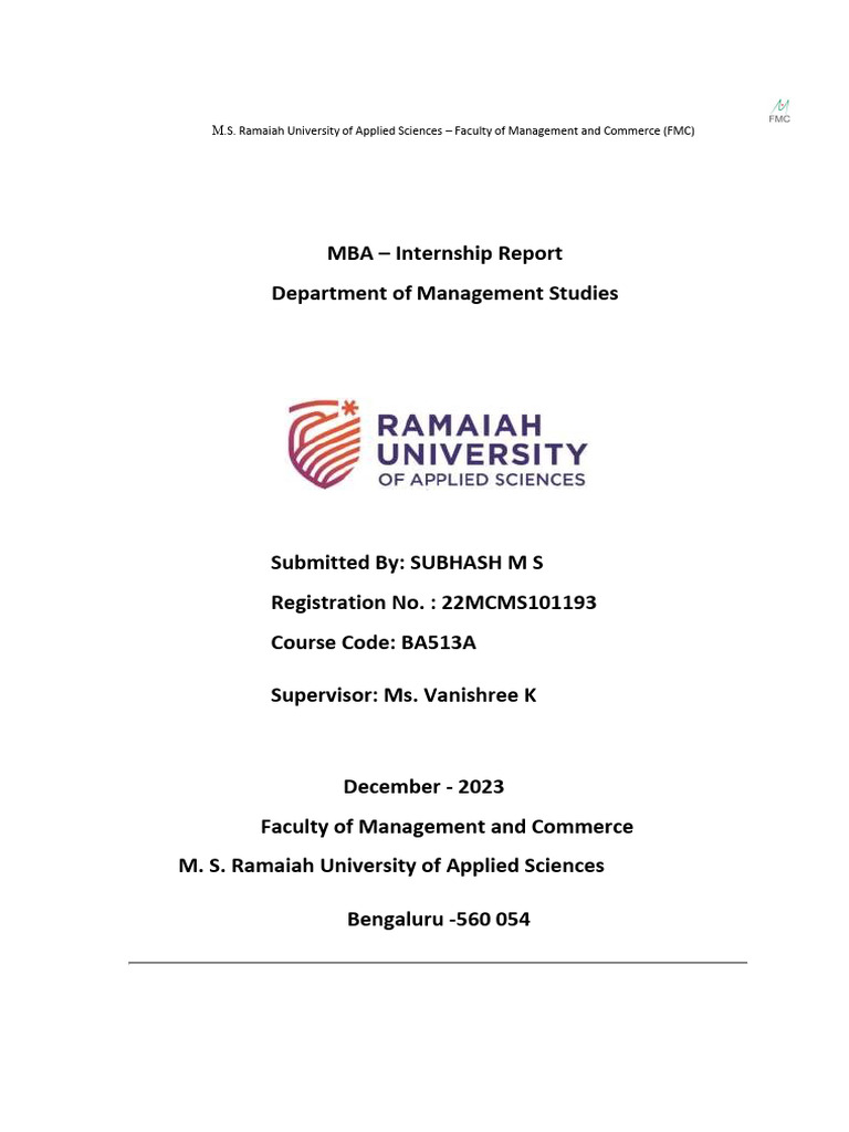 Subhash Ms Intern Report | PDF | Insurance | Analytics