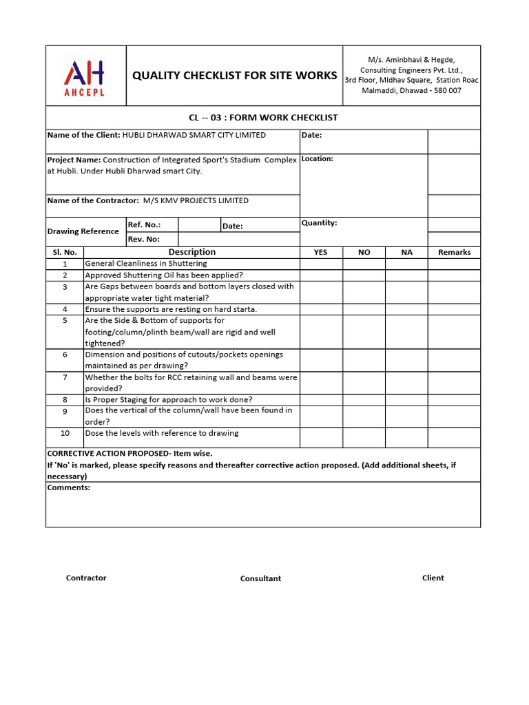 03 - Formwork Checklist | PDF