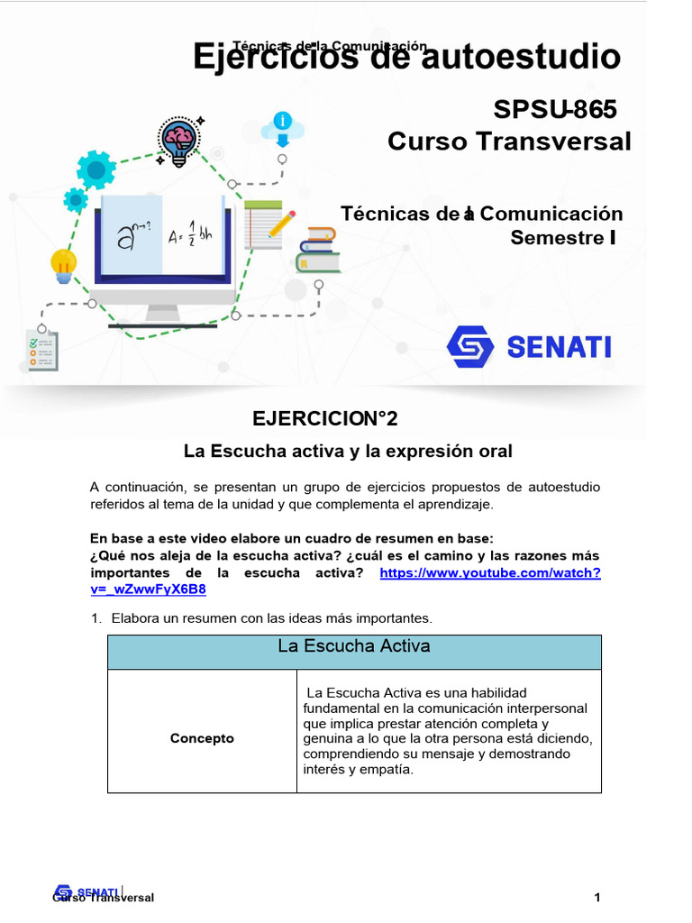 Spsu - Spsu-865 - Ejercicios - T002 2 | PDF | Comunicación | Ansiedad