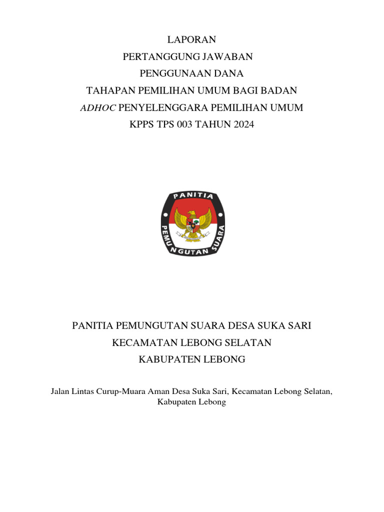 SPJ KPPS Suka Sari TPS 003 | PDF