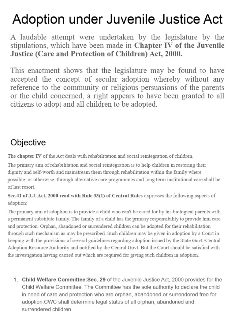 Adoption Procedures under Juvenile Justice Act | PDF | Adoption | Parent