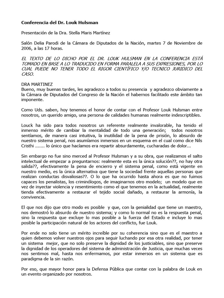 8conferencia Hulsman | PDF | Derecho penal | Verdad