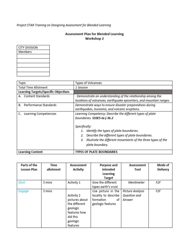 DOST Assessment Plan Template | Download Free PDF | Plate Tectonics ...