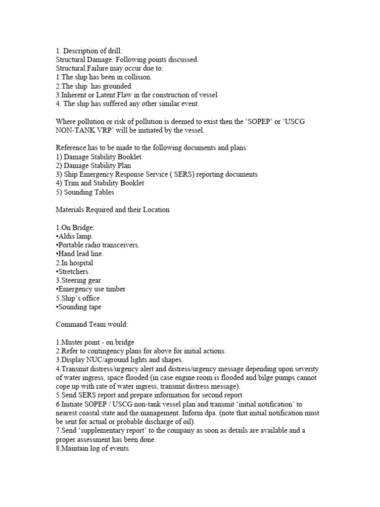 Collision Flooding Drills & Training | PDF | Ships | Water Transport