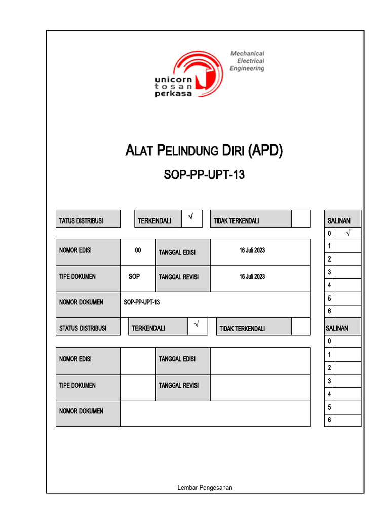 SOP PP UPT 13 Alat Pelindung Diri | PDF