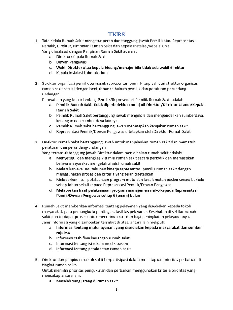 Soal Knowledge, TKRS, PMKP, PKPO DN | PDF