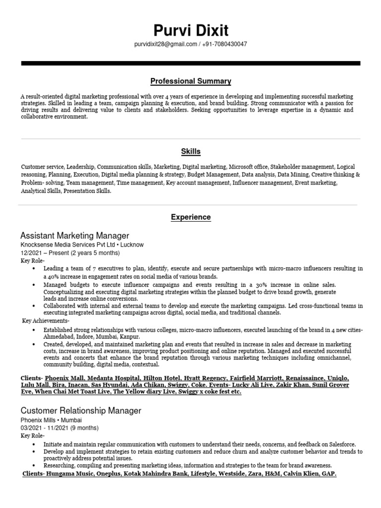 Resume - Purvi Dixit | PDF | Marketing | Digital Marketing Resume - Purvi Dixit | PDF | Marketing | Digital Marketing
