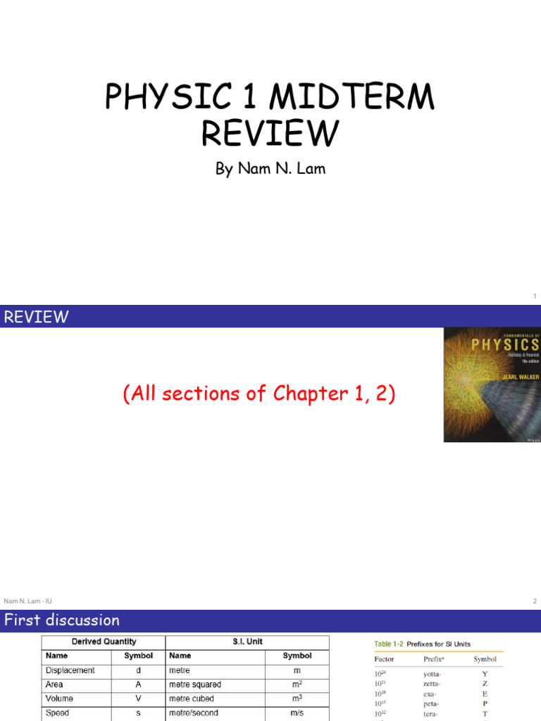 Physics 1 Midterm Review Guide | PDF | Acceleration | Kinematics