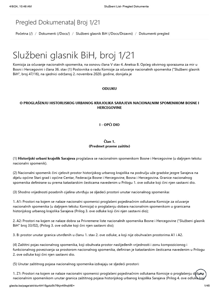 Službeni List - Pregled Dokumenta | PDF