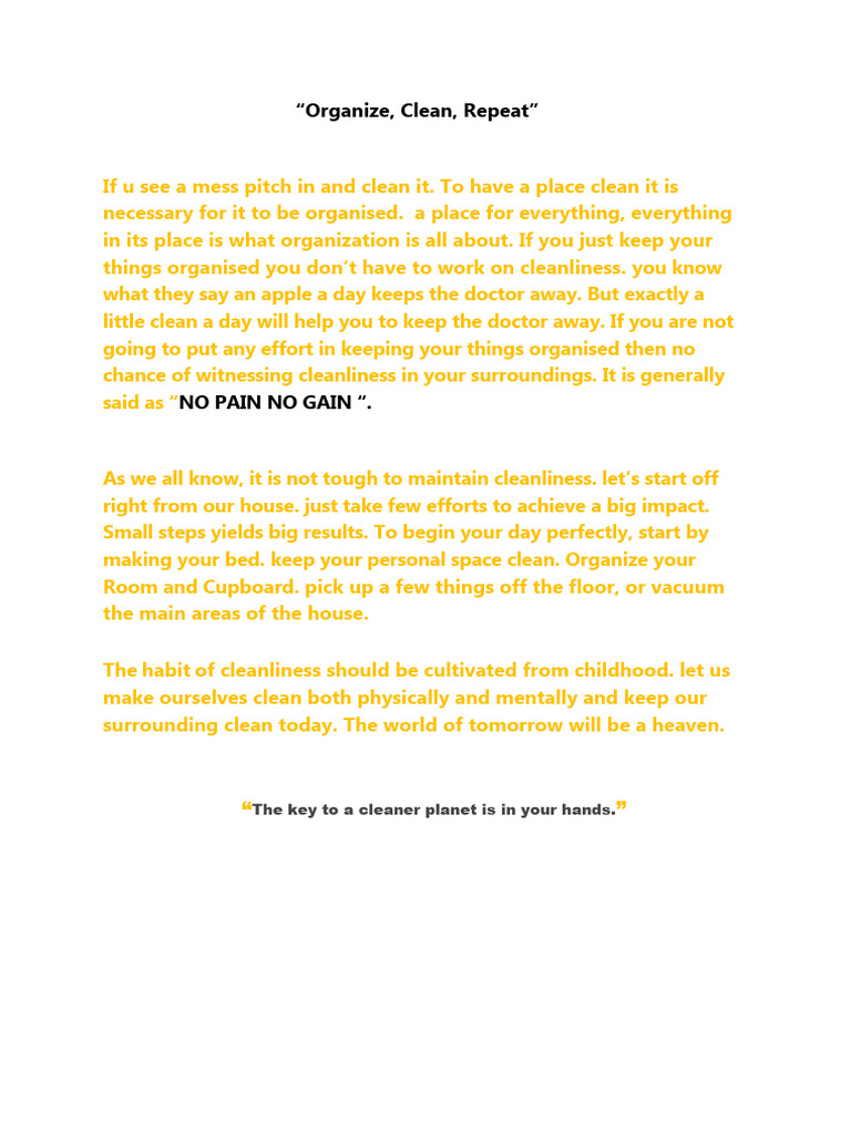 Cleanliness | PDF | Wellness | Lifestyle