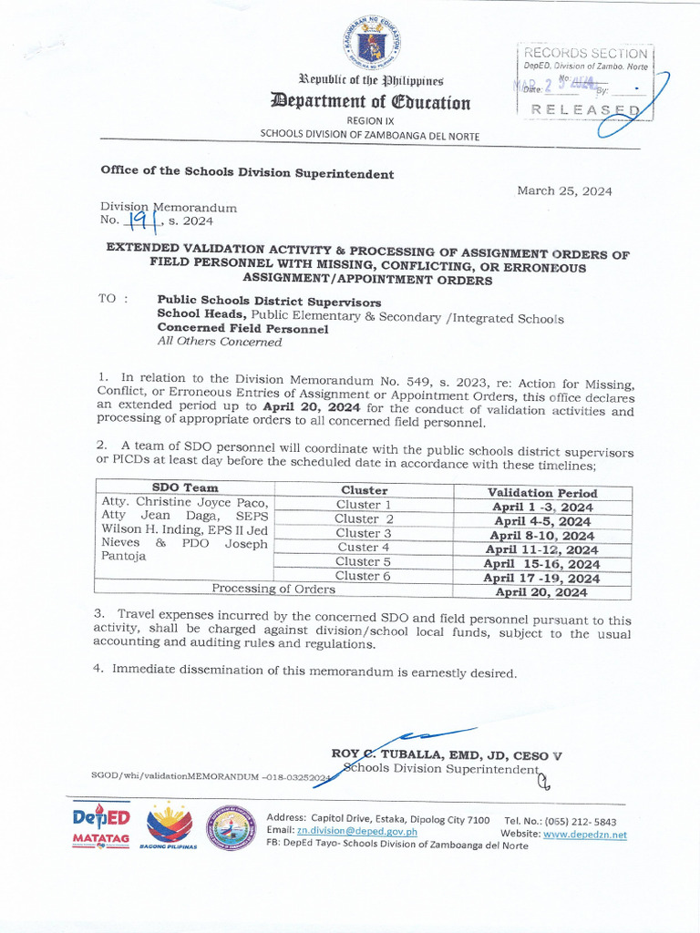 DM No 191s 2024 | PDF