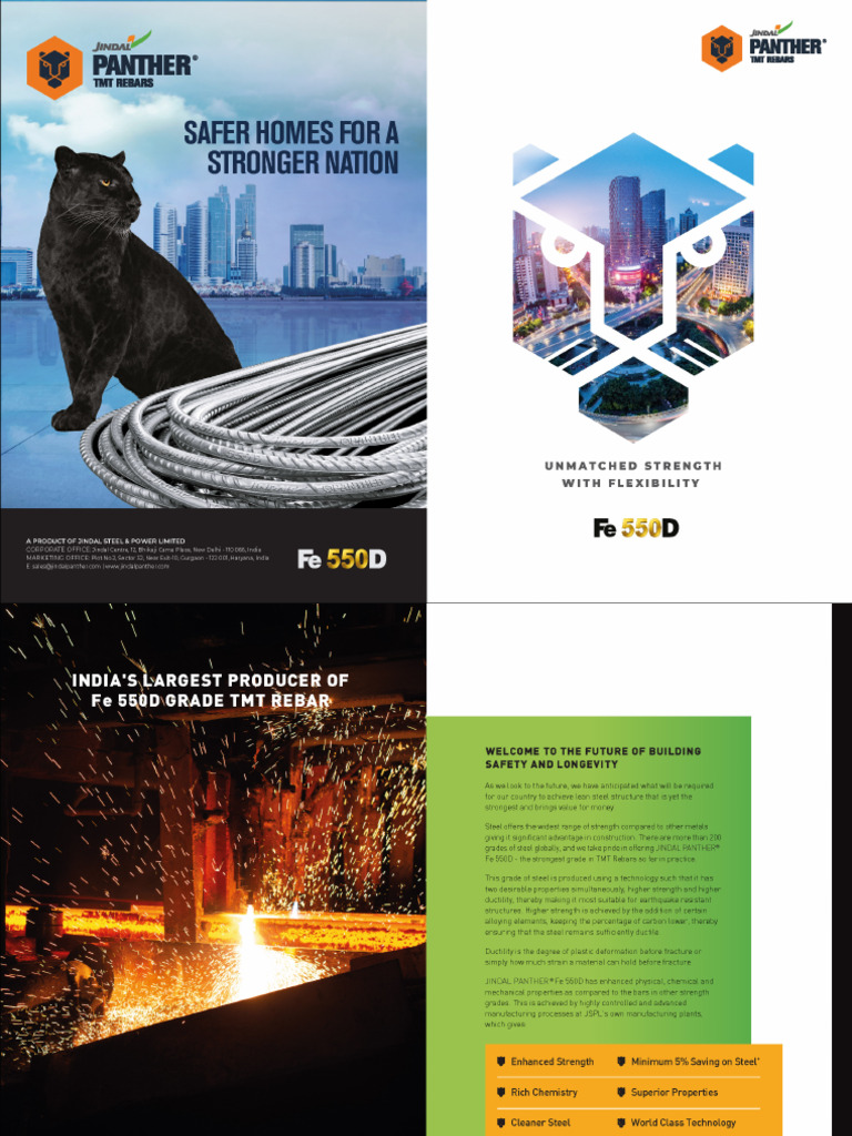 Jindal Panther Fe550D TMT Rebar Brochure | PDF