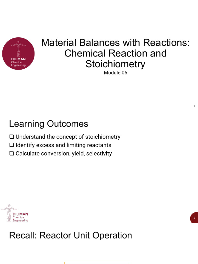 Material Balances in Chemical Reactions | PDF | Stoichiometry | Mole (Unit)
