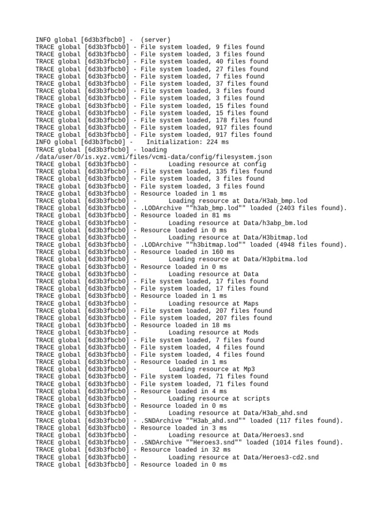 VCMI Server Log | PDF | Json | File System