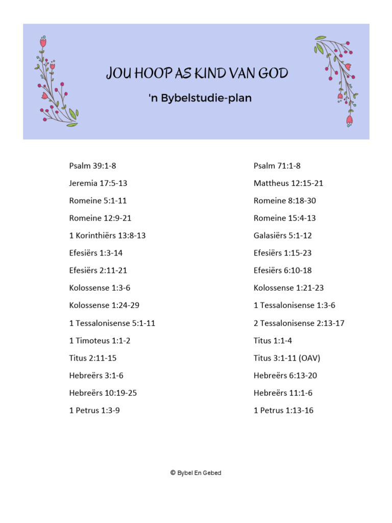 Jou Hoop As Kind Van God | PDF
