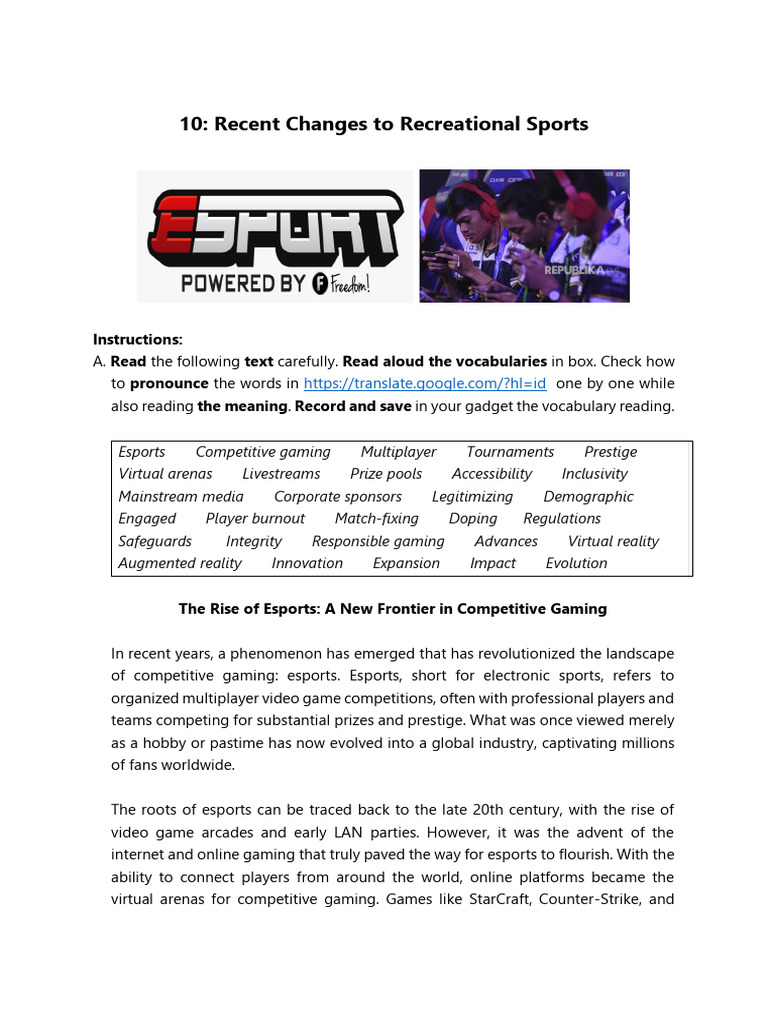 The Rise of Esports | PDF | Sports | Entertainment