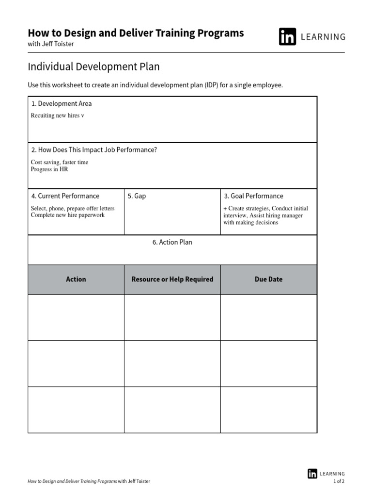 Individual Development Plan | PDF | Goal | Employment