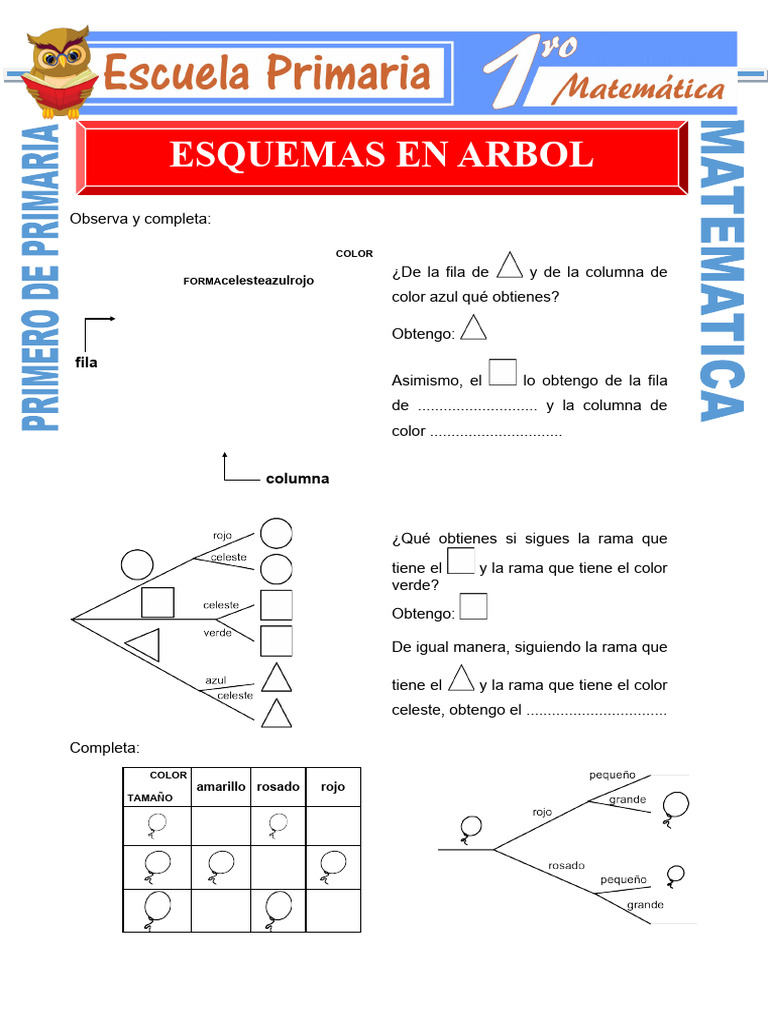 Esquemas en Arbol para Primero de Primaria | PDF | Color | Rojo