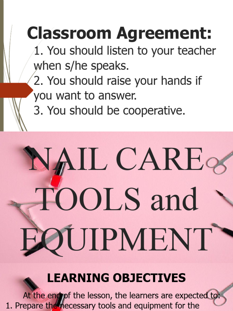 Nail Care Tools and Equipment Overview | PDF | Nail (Anatomy) | Learning