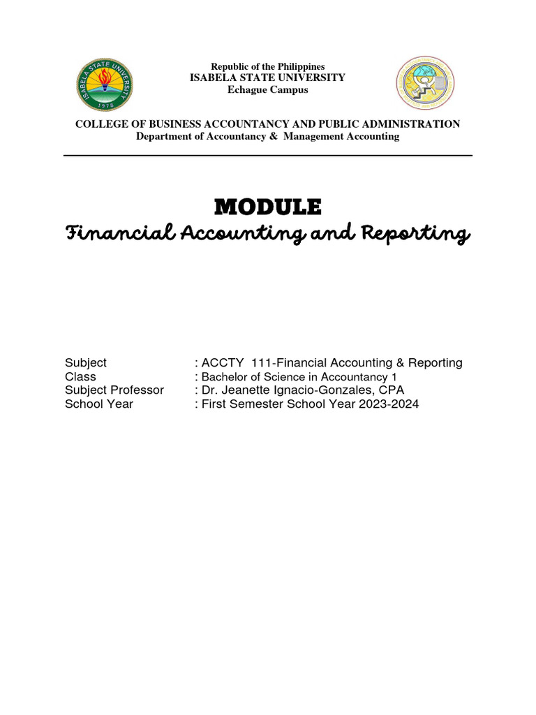 MODULE 1-Accounting and Its Environment | PDF | Accounting | Taxes