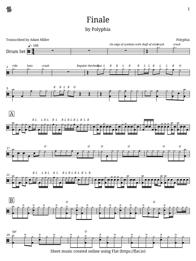 Finale - Polyphia - Drumset Transcription | PDF | Drum Kit | Drumming